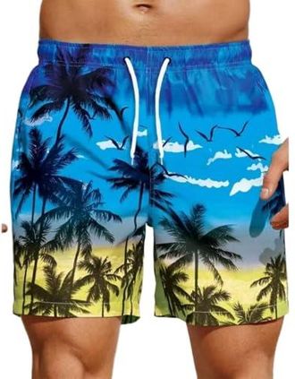 Generic HUIWDP Short de bain d&eacute;t&eacute; tendance en polyester pour homme S&eacute;chage rapide Taille &eacute;lastique Pantalon de plage Traje De Ba&ntilde;o, A18, 4XL