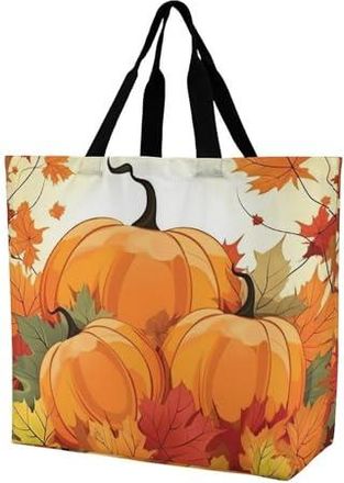 Generic Citrouille DAutomne Feuilles D&Eacute;rable Sac Courses D&eacute;contract&eacute; Sacs Grand Sac Fourre-Tout Pour Plage Shopping Quotidienne