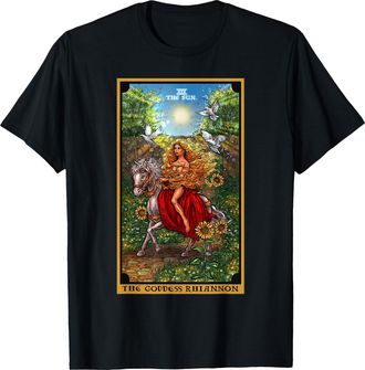 The Ghoulish Garb Tarotkarte mit der Göttin Rhiannon der Sonne, keltische heidnische Hexe T-Shirt