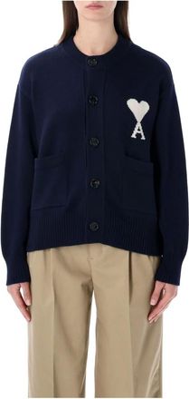 Ami Femme, Pulls, Bleu, Taille: 36 FR De Coeur Knit Cardigan