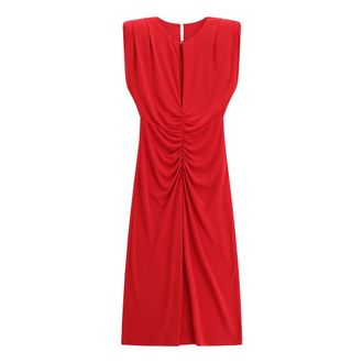 Imperial Robe mi-longue sans manches &agrave; ruch&eacute;s - Femme - Robes - Rouge - Taille: 38 FR