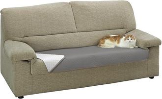 Estoralis | AVA | Sofaauflage | Wendbarer gesteppter Stoff - dient als Haustierbett | Farbe - Weiß/Taupe | 100% haustierfreundliches Größe 65x110 cm. Schutz für