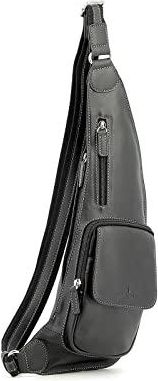 Pellet Sac monobretelle - Pour Homme - Collection Félin - Noir - En cuir de vachette gras