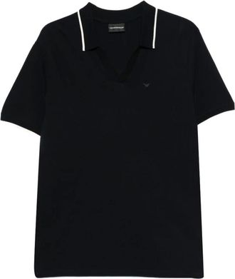 Emporio Armani Homme, Tops, Bleu, Taille: XL Polo en piqu&eacute; &agrave; col en V