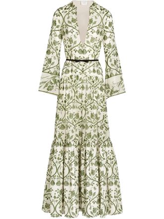 Giambattista Valli Kaftankleid mit Blumen-Print - Grün