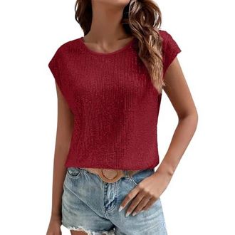 Generic Haut &agrave; paillettes argent&eacute;es pour femme, haut sans manches, couleur unie, d&eacute;bardeur d&eacute;contract&eacute; &agrave; paillettes, t-shirt de soir&eacute;e, coupe ample, chemisier