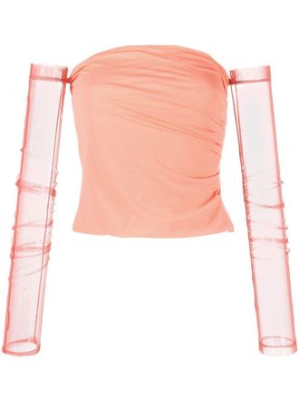 Helmut Lang haut transparent &agrave; &eacute;paules d&eacute;nud&eacute;es - Rose