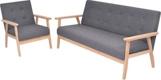 vidaXL Sofa-Set 2-tlg. Stoff Dunkelgrau Vidaxl