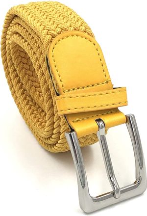 LisaModa Unisex Stretch Flechtg&uuml;rtel in vielen Farben (Gelb 030, 110-130)