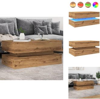 vidaXL Vidaxl - Table basse avec lumi&egrave;res led ch&ecirc;ne artisanal 90x50x40 cm - Table Basse - Tables Basses - Table Dappoint - Bout De Canap&eacute;