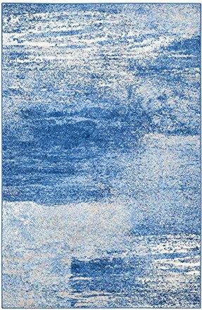 Safavieh Modern Teppich für Wohnzimmer, Esszimmer, Schlafzimmer - Adirondack Collection, Kurzer Flor, Silber und Blau, 91 X 152 cm