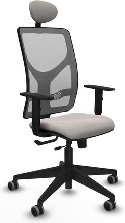 Piqueras y Crespo B&uuml;rostuhl, grau und wei&szlig;, mit 1D-Armlehnen, h&ouml;henverstellbare Lendenwirbelst&uuml;tze und festes Kopfteil, ausgestattet mit Syncro/Traslack und Schneidesch