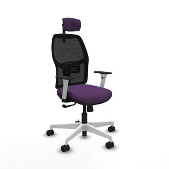 Piqueras y Crespo Alfera gepolsterter B&uuml;rostuhl mit wei&szlig;en und schwarzen Armlehnen, h&ouml;henverstellbare Lendenwirbelst&uuml;tze und h&ouml;henverstellbares Kopfteil, Schwarz / Viol