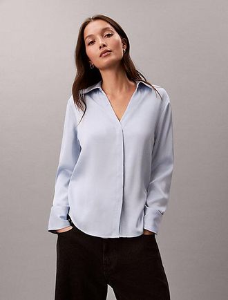 Calvin Klein Chemise ajust&eacute;e en satin martel&eacute;