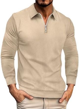 Generic Chemise &agrave; imprim&eacute; bloc de couleurs pour homme, coupe classique, polo d&eacute;contract&eacute; vintage, l&eacute;ger et respirant, tunique de travail, kaki, 3XL