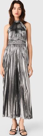 Maje Robe Longue Plissée - Argent - Maje
