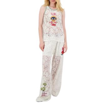 Me369 Femme, Blouses et Chemises, Blanc, Taille: 38 FR Maria Lace Tank Top