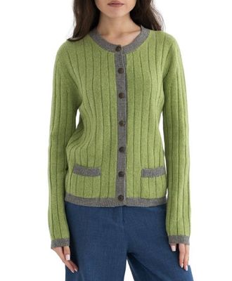 Chanel 90s Vintage Green Cashmere Cardigan Size M