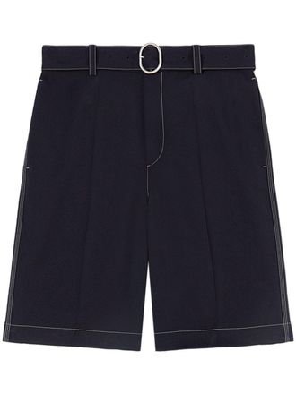 Jil Sander short à taille ceinturée - Bleu