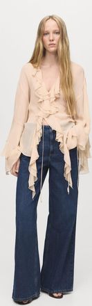 Mango Weit geschnittene Wide-Leg-Jeans mit niedrigem Bund dunkelblau - Damen - 32 - MANGO