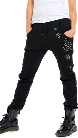 3Elfen Jogginghose Jogginghose Damen Winter schwarz Blumen grau by 3Elfen