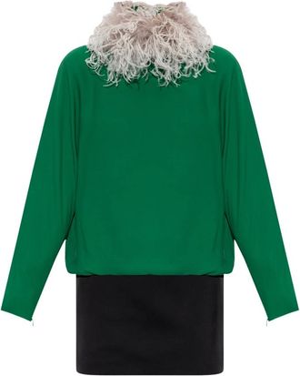 Valentino Garavani Robe Plumes dAutruche - Femme - Robes - Vert - Taille: 34 FR
