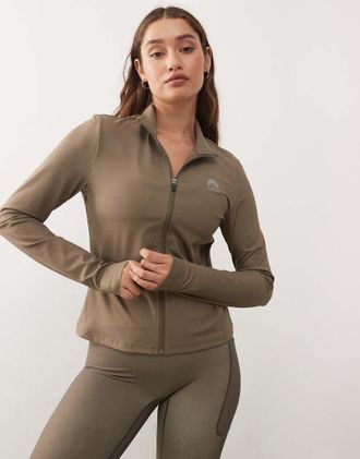 OOSC Infinite - Cropped-Jacke in Khaki mit Rei&szlig;verschluss-Gr&uuml;n