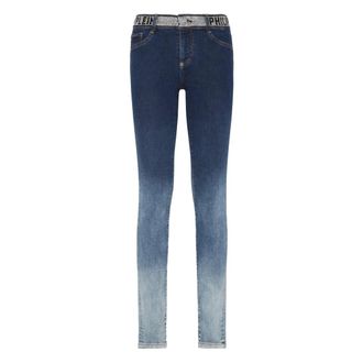 Philipp Plein Femme, Jeans, Bleu, Taille: W26 Denim Jeggins Strass