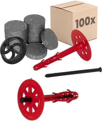 Protektor Protektor D&auml;mmstoffd&uuml;bel Standard - Set &Oslash;10x100mm Kunststoffnagel (100 St + 200 Rond. +1 Fr&auml;ser)