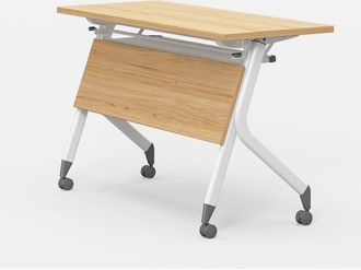 Generic Faltbarer Konferenztisch mit Holzplatte, mobiler Trainingstisch auf feststellbaren R&auml;dern, tragbare L&ouml;sung f&uuml;r Meetings und Konferenzr&auml;ume