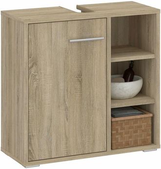 IDIMEX Meuble sous lavabo nistos avec 1 porte et 3 étagères couleur chêne sonoma