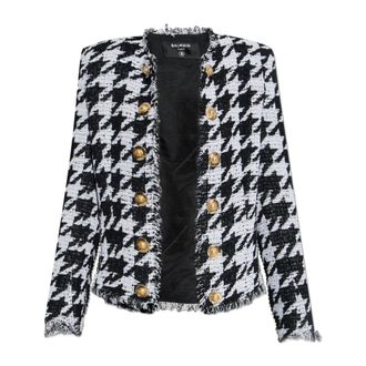 Balmain Blazer mit Hahnentrittmuster - - Jackets - Damen - Schwarzk - M