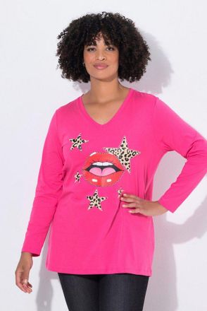 Angel Of Style T-Shirt T-Shirt Komfort Fit Kussmund-Motiv Langarm