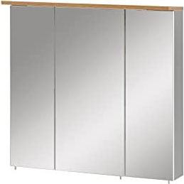 Schildmeyer Spiegelschrank Jelda Padua 148838, platingrau/Eiche Landhaus Dekor, 70,5 x 16 x 72,3 cm