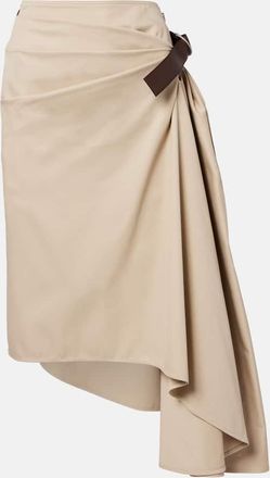 Loewe Midirock aus Baumwolle und Seide mit Leder