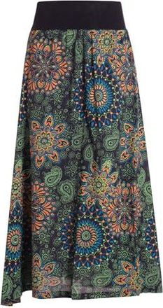 vishes Longue jupe dautomne pour femme avec mandalas I Taille 34-48 I Fabriqu&eacute; &agrave; la main en 100 % coton I Jupe &agrave; taille large I Pour mois chauds et froids I 