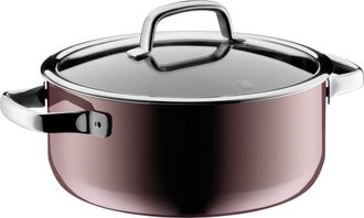 WMF Fusiontec Mineral Kochtopf gro&szlig; 24cm, Glasdeckel, Bratentopf Induktion 4,4l, High-Tech Keramik, kratzfest, rot