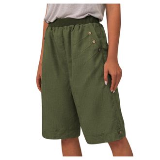 Generic Kurze Hose Damen Knielang,Einfarbige Sport Kurze Hose Freizeit Shorts Weite Baggy Bermuda Shorts Hohe Taille Elastische Hotpants Fitness Sommershorts 