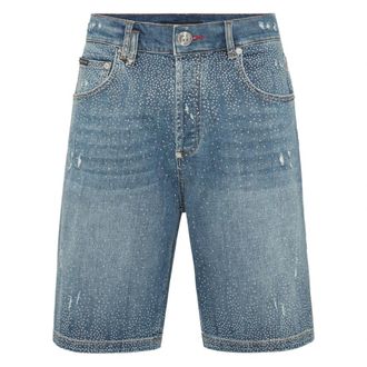 Philipp Plein Denim Shorts Formentera Strass - - Shorts - Herren - Blau - W32