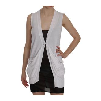 Pink Memories Femme, Pulls, Blanc, Taille: 40 FR Gilet sans manches blanc Col en V D&eacute;contract&eacute;
