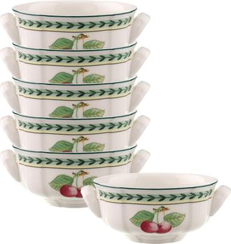 Villeroy & Boch French Garden Fleurence Suppentassen, 350 ml, Suppenschale mit Fr&uuml;chte-Dekor, Premium Porzellan, Wei&szlig;/Bunt