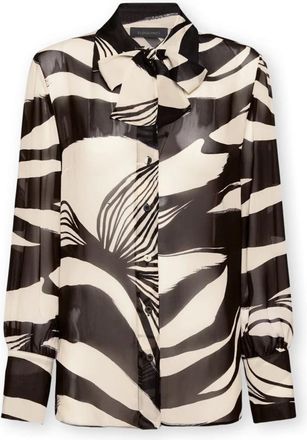 Elena Miro Femme, Blouses et Chemises, Noir, Taille: 52 FR Chemisier en Georgette Imprim&eacute;e avec