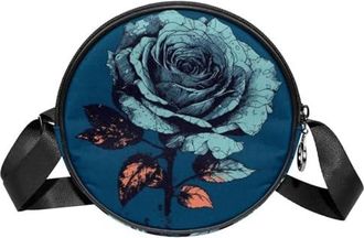 Generic Sac &agrave; bandouli&egrave;re Circle pour femme, petit sac &agrave; bandouli&egrave;re bleu noir rose avec fermeture &eacute;clair, bretelles r&eacute;glables, sac &agrave; main rond d&eacute;contract&eacute; po