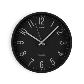 VERSA Raven leise und dekorative Wanduhr, f&uuml;r K&uuml;che, Wohnzimmer oder Esszimmer - gut lesbar, Ma&szlig;e (H x L x B) 25 x 4,3 x 25 cm, Polypropylen, Schwarz