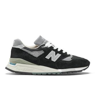 New Balance Unisexe Made in USA 998 en Noir/Gris, Cuir, Taille 37.5 Large