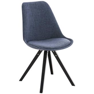 Clp Chaise Pegleg Tissu pieds carr&eacute; Bleu Noir