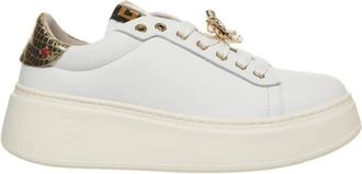 Gio+ Low-Top Sneaker - White Leather Sneakers With Sparkling Snake-Effect - Gr. 38 (EU) - in Weiß - für Damen