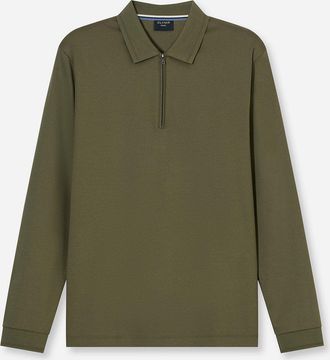 Olymp Langarm-Poloshirt unifarben, Polokragen, regular fit, casual