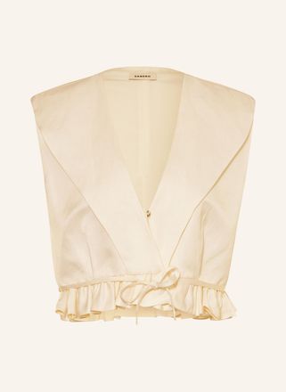Sandro Sandro Cropped-Blusentop Aus Satin Mit Leinen beige