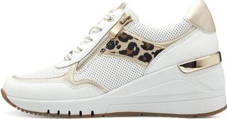 Marco Tozzi Damen Wedge Sneaker mit Reißverschluss Vegan, Mehrfarbig (White/Dune), 39 EU